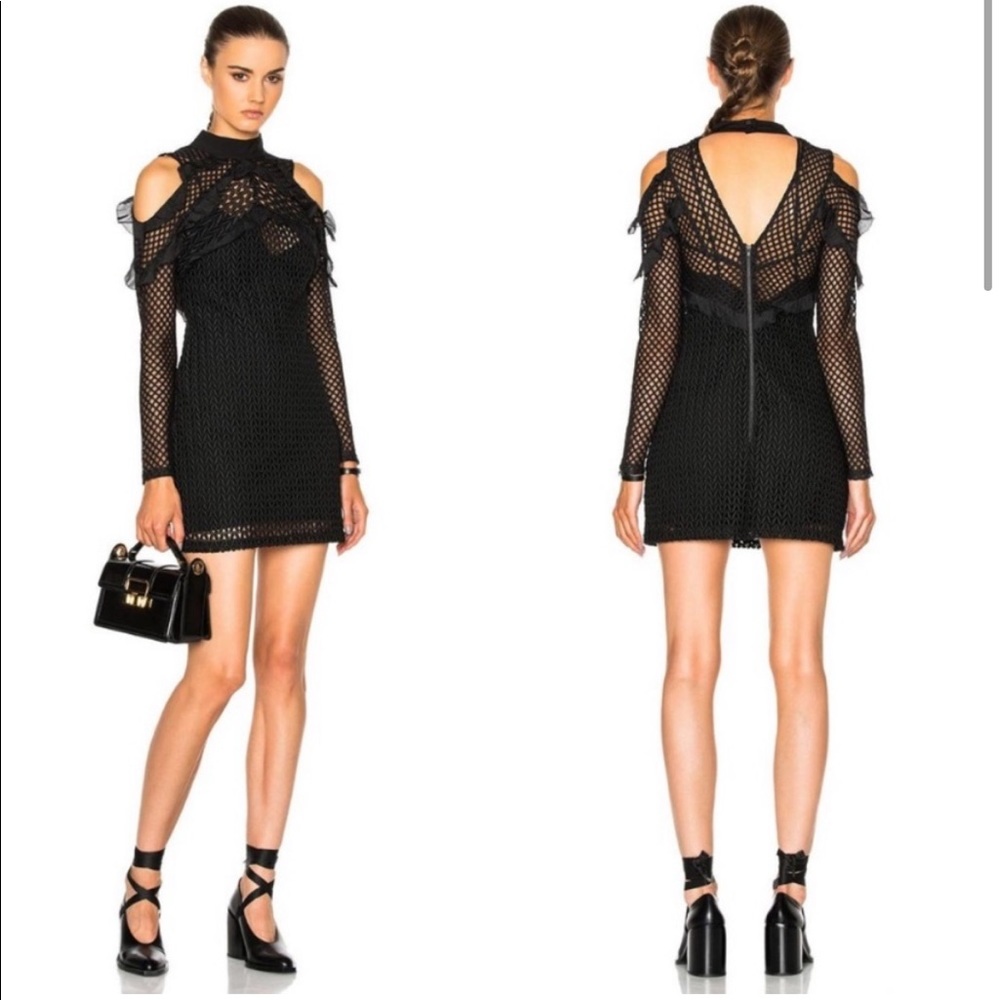Self Portrait Purl Knit Combi Dress Black - Gem